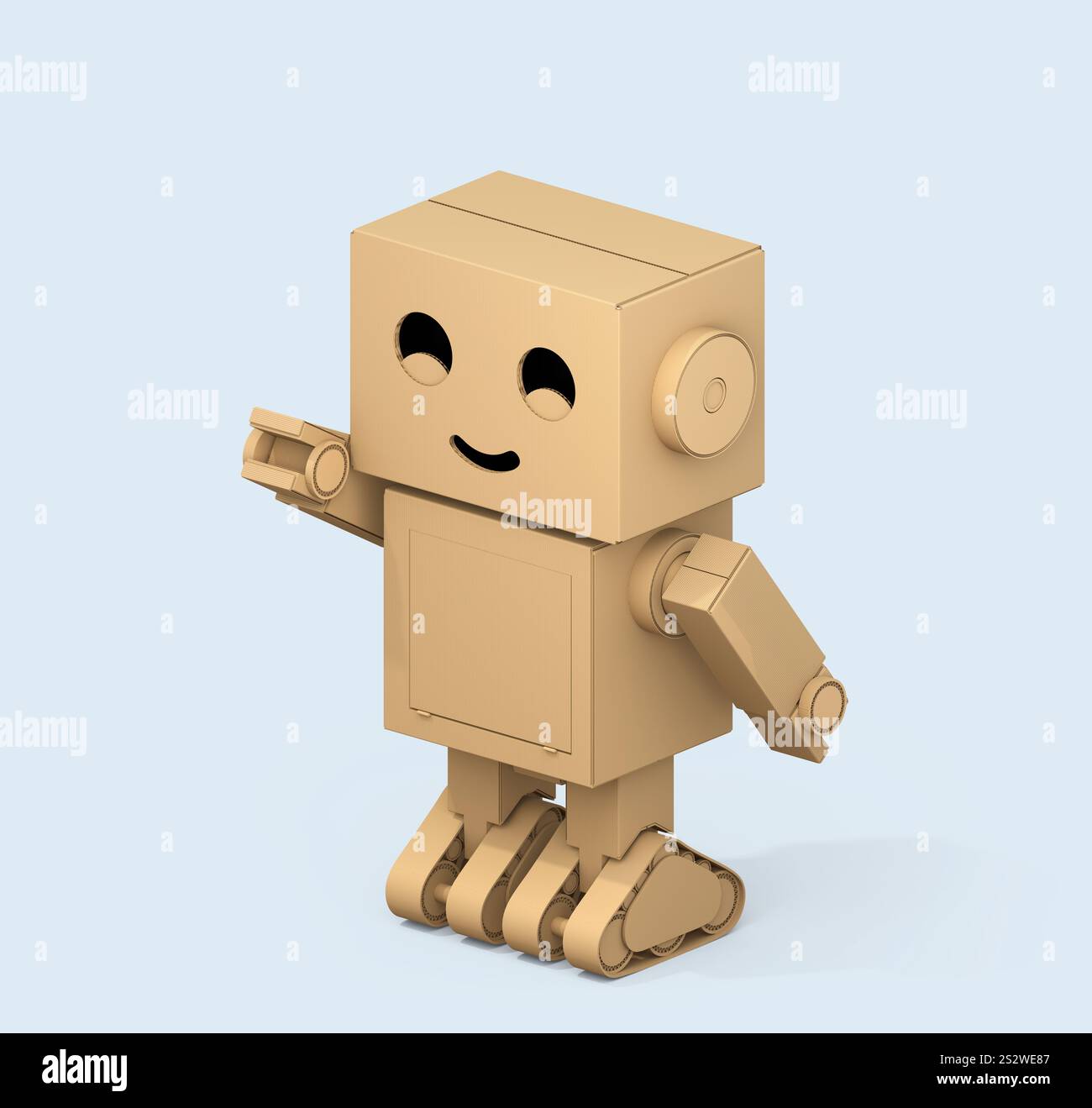 Isometric projection image of cardboard box robot with right hand ...