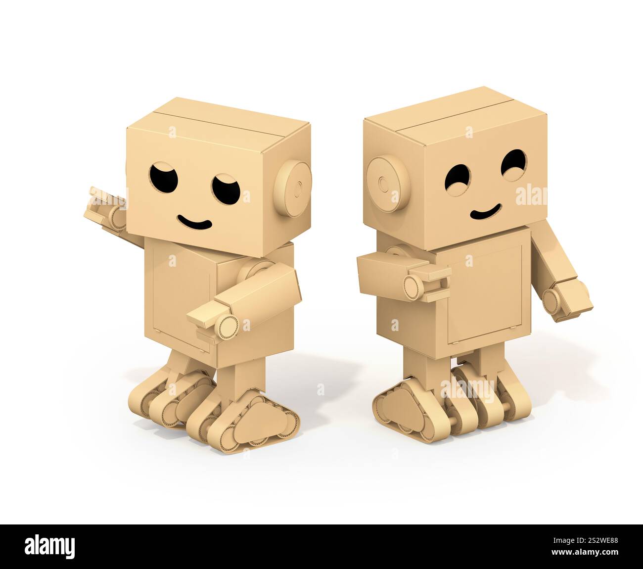 Image of cute cardboard box robot on white background Stock Photo - Alamy