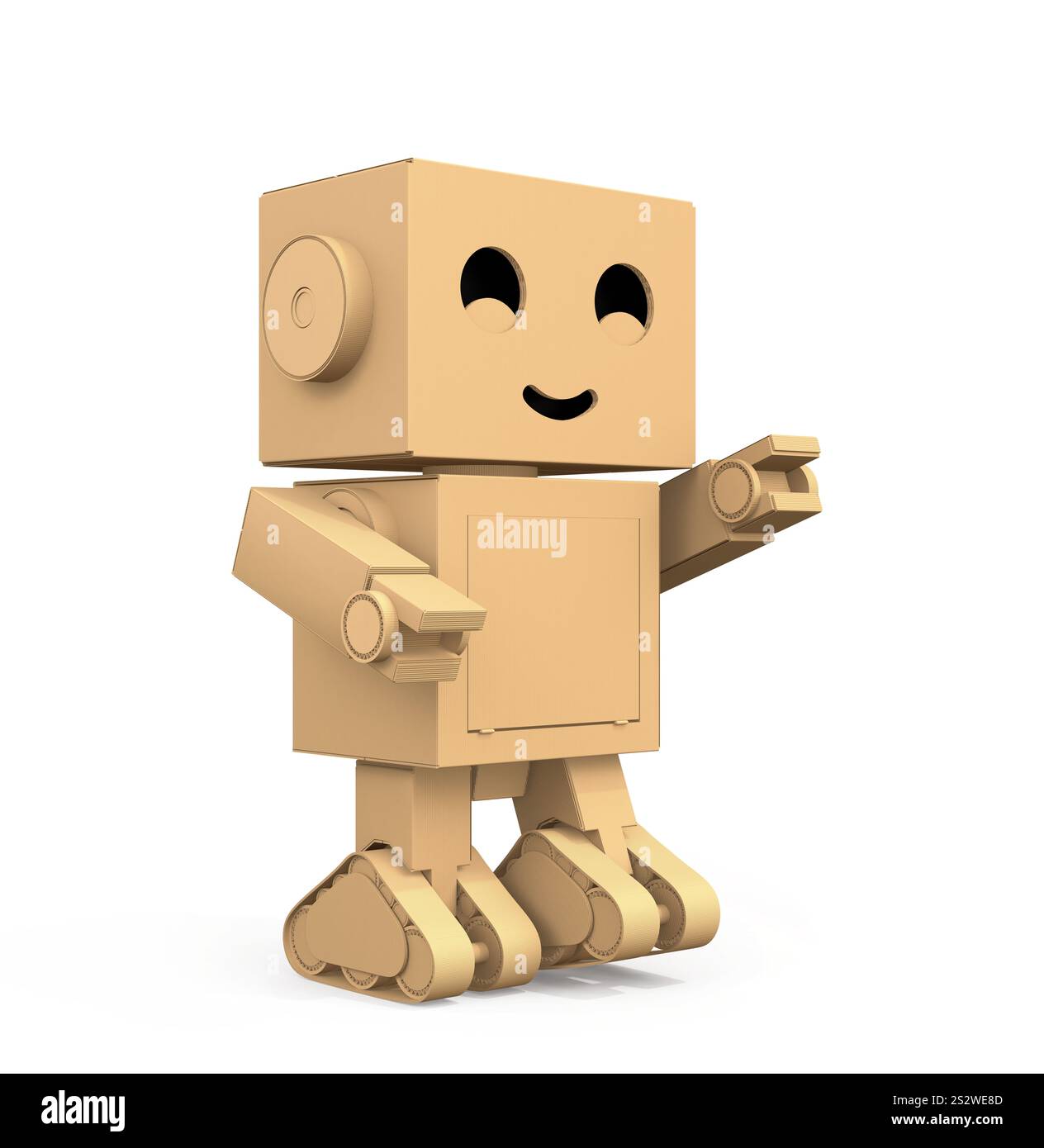Image of a cardboard box robot pointing forward with its right hand ...