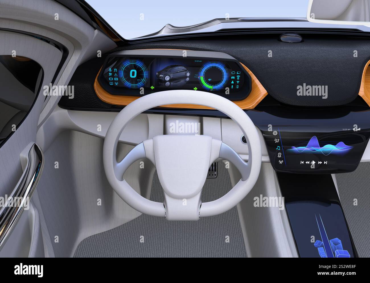 Image of the dashboard of an automated EV vehicle Stock Photo - Alamy
