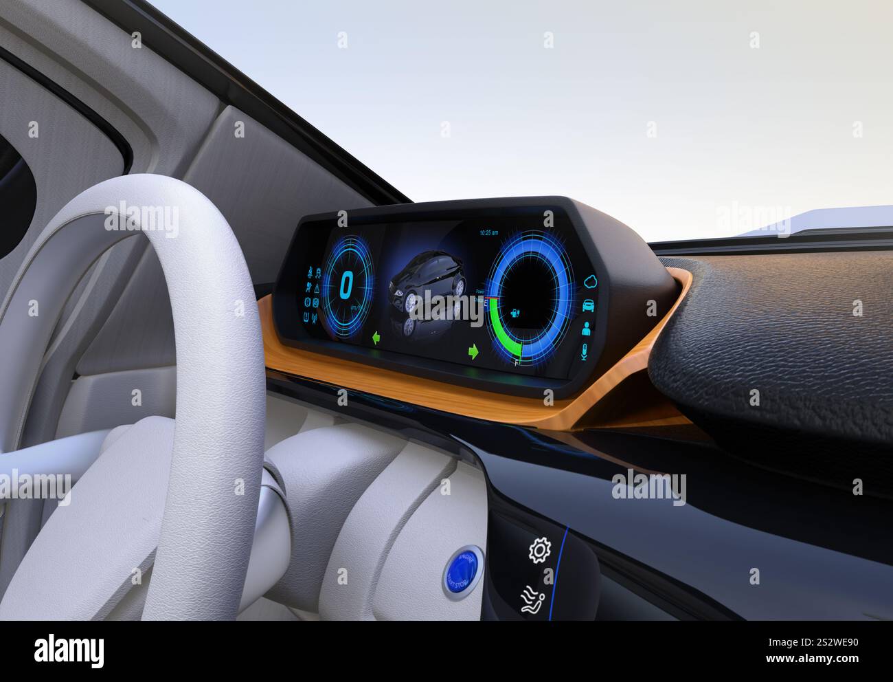 Image of the digital meter of an automated EV vehicle Stock Photo - Alamy