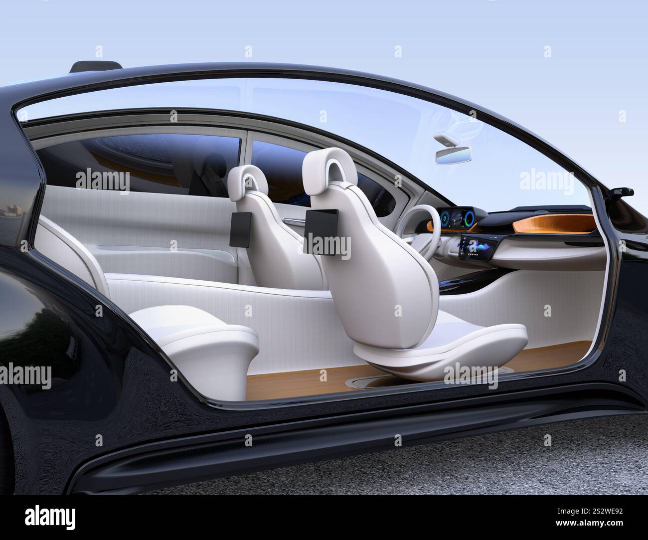 Interior concept image of an automated electric vehicle Stock Photo - Alamy