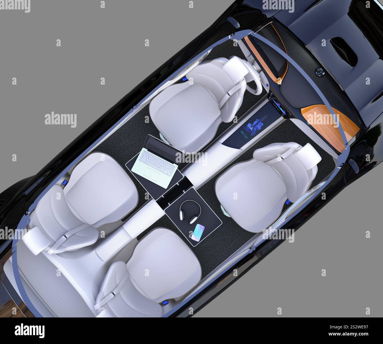 Concept image of PC work in an automated vehicle Stock Photo - Alamy