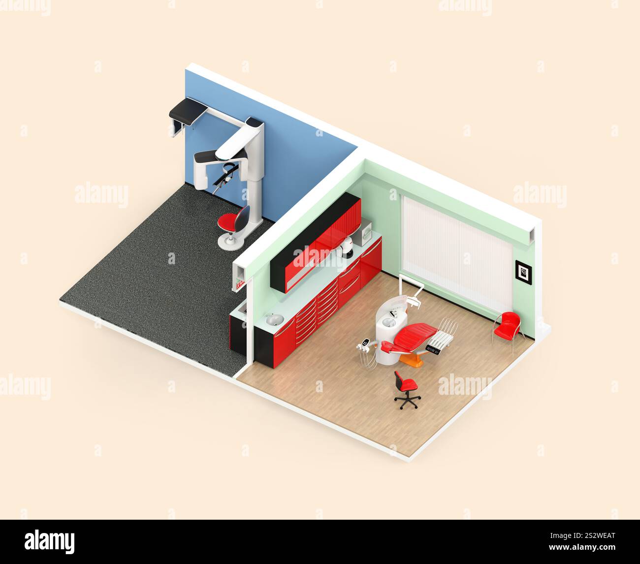 Dental clinic interior isometric image Stock Photo - Alamy