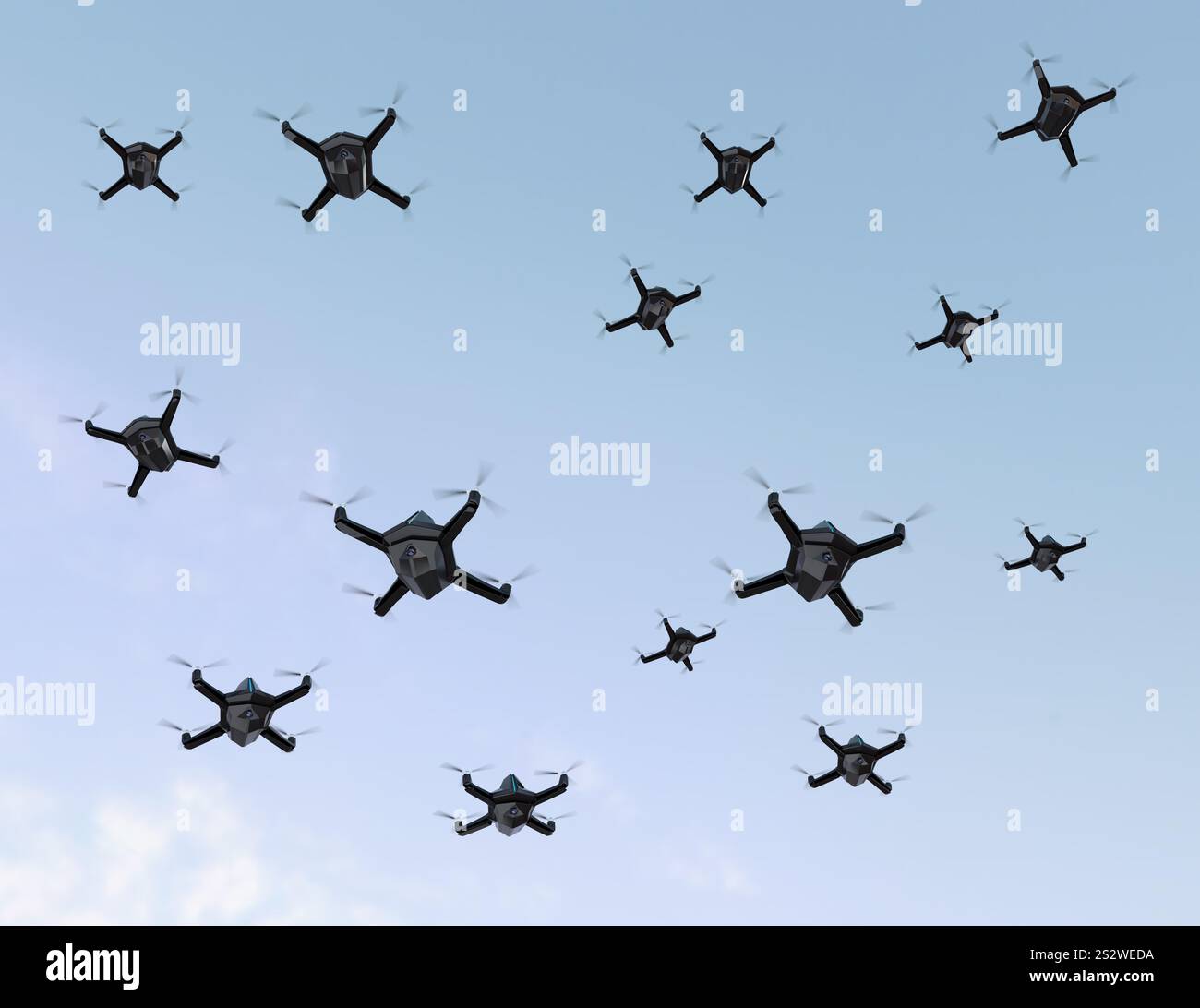 Flock of stealth drones carrying camera units Stock Photo - Alamy
