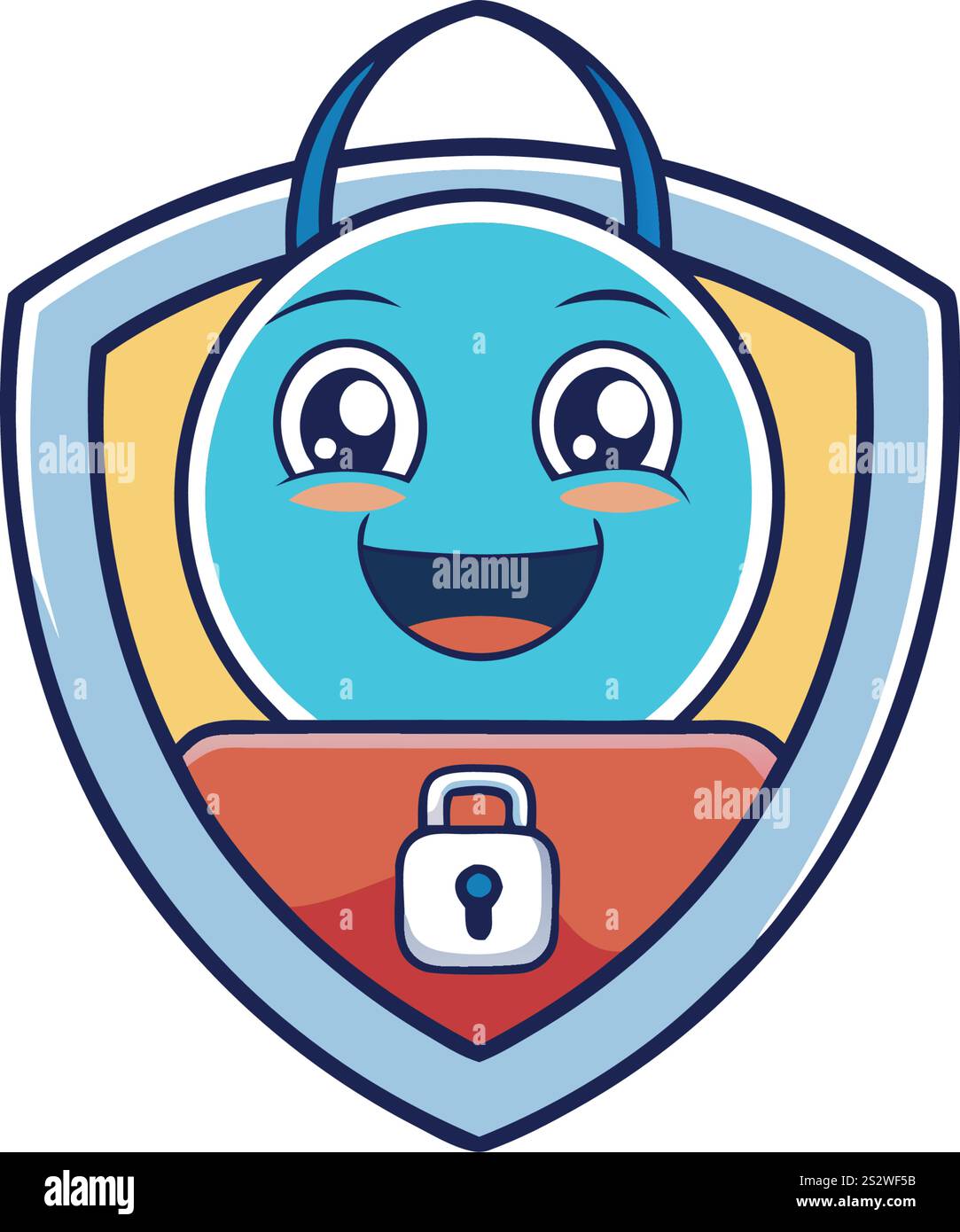 cartoon vpn icon featuring a smiling shield, padlock, and globe ...
