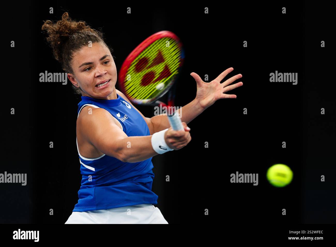 Jasmine Paolini of Team Italy plays a forehand in her quarter-final ...