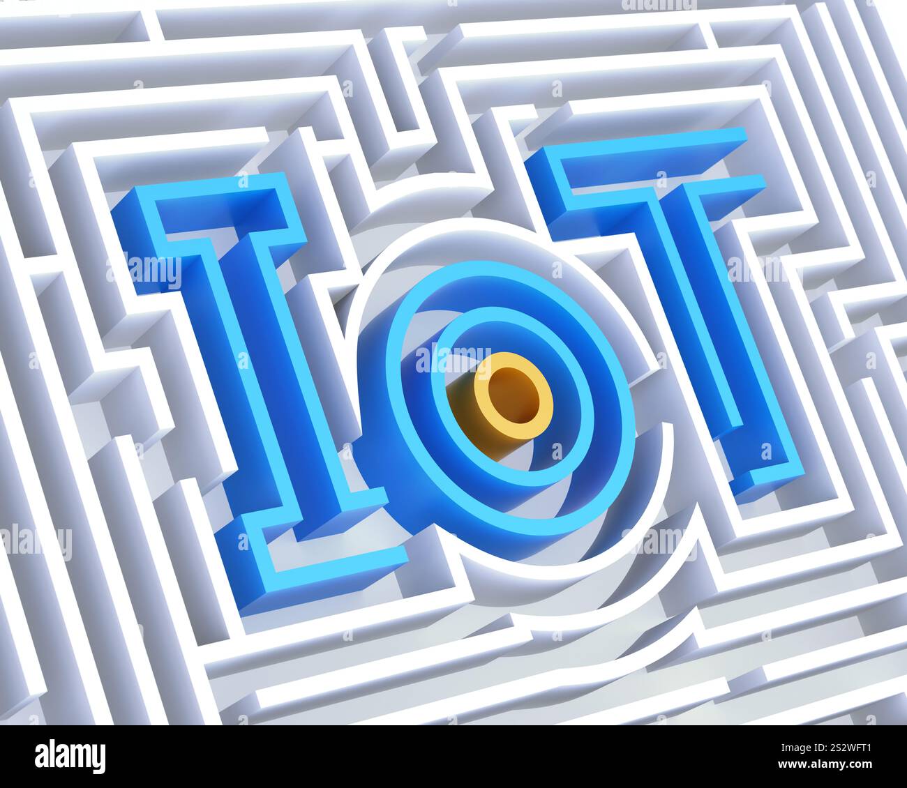 The ‘IoT’ character embedded in the labyrinth. Concept of the Internet ...