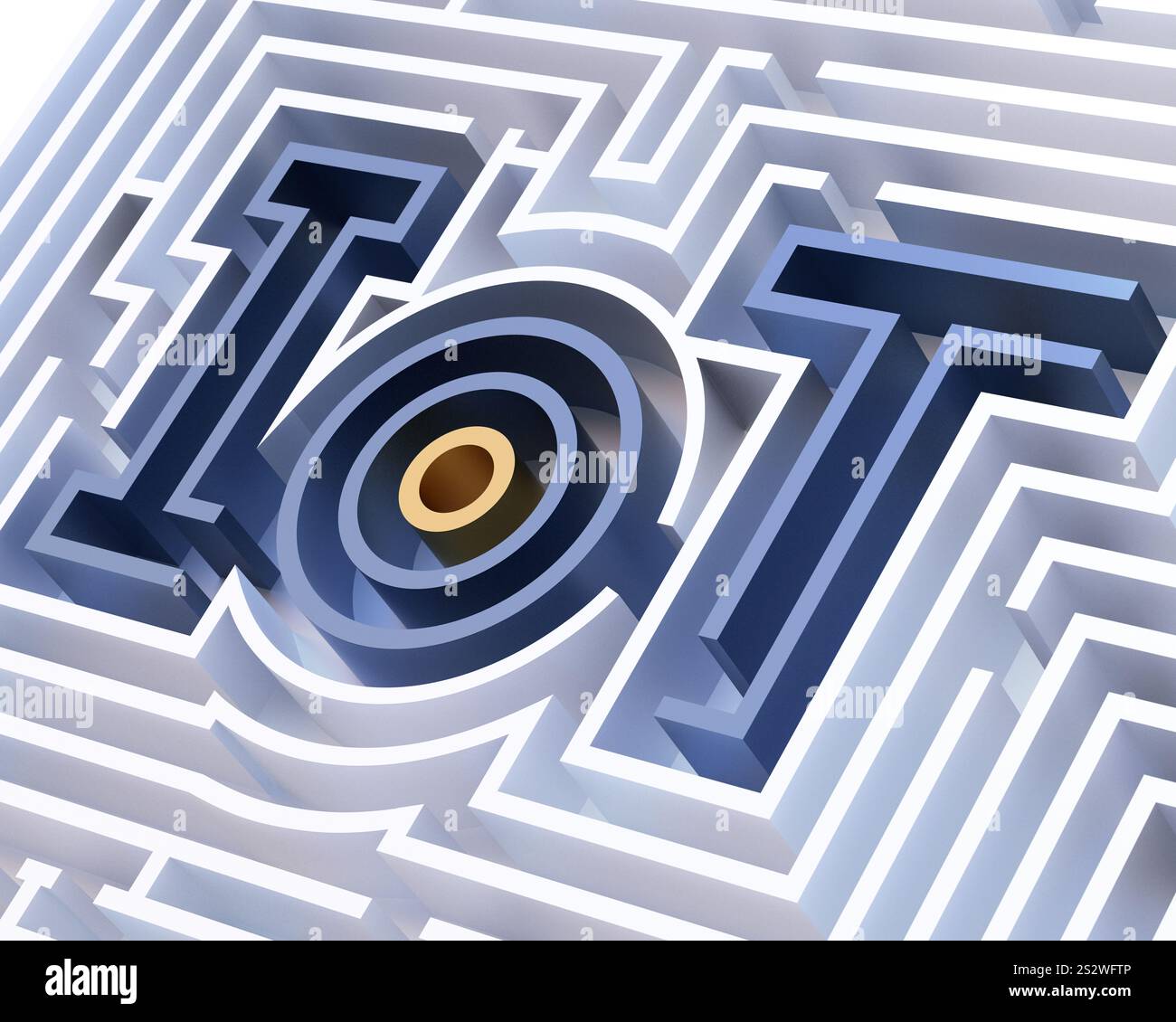 The ‘IoT’ character embedded in the labyrinth. Concept of the Internet ...