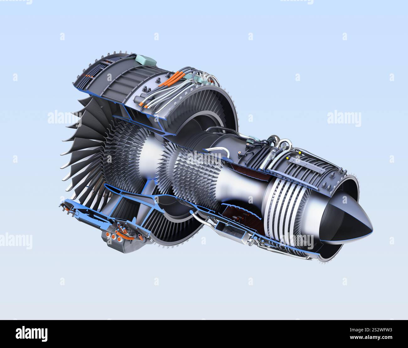 3D cut model image of a turbofan engine Stock Photo - Alamy
