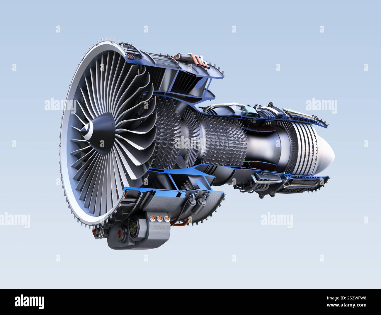3D cut model image of a turbofan engine Stock Photo - Alamy