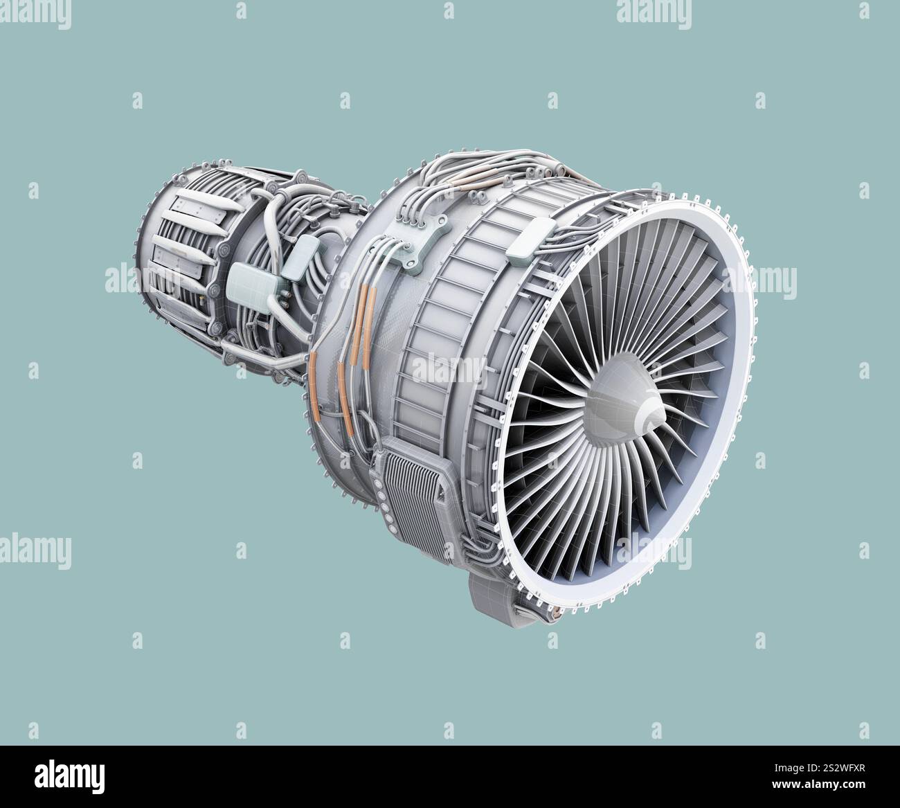 Clay model image of a turbofan engine with wireframe Stock Photo - Alamy