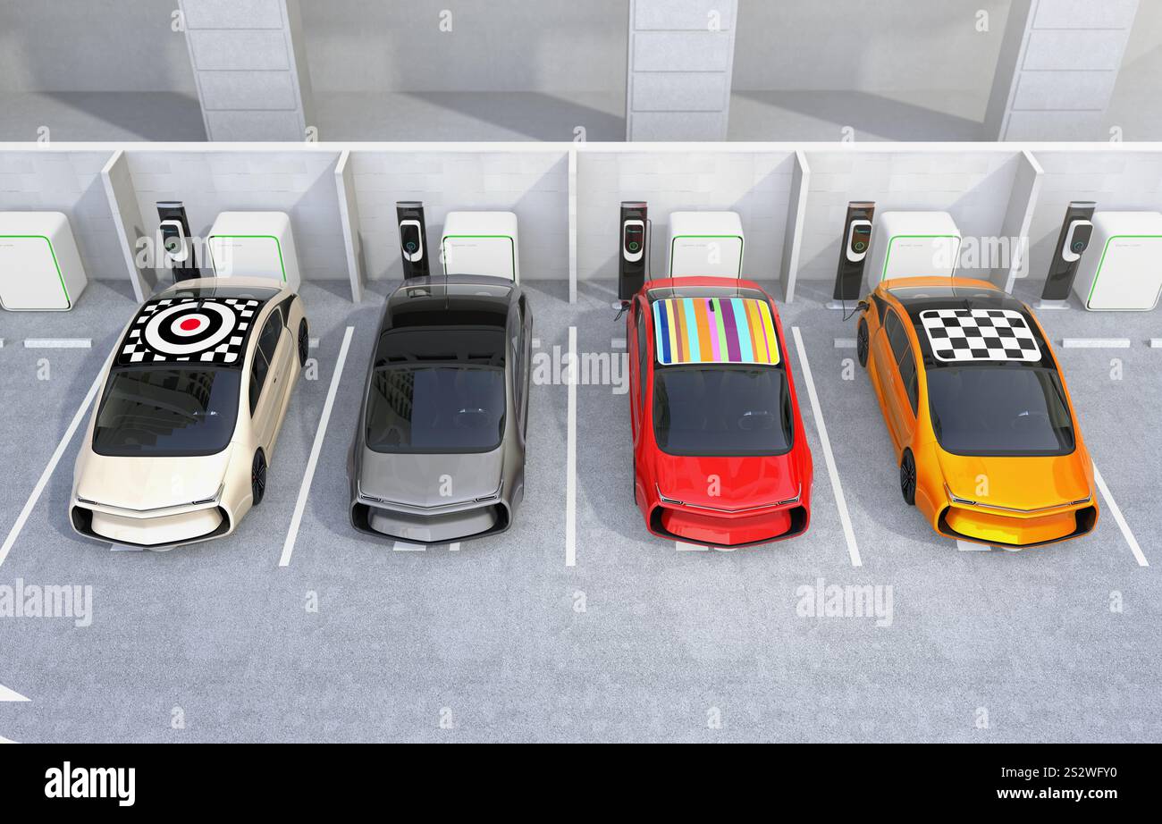 Image of a dedicated parking lot for electric vehicles Stock Photo - Alamy
