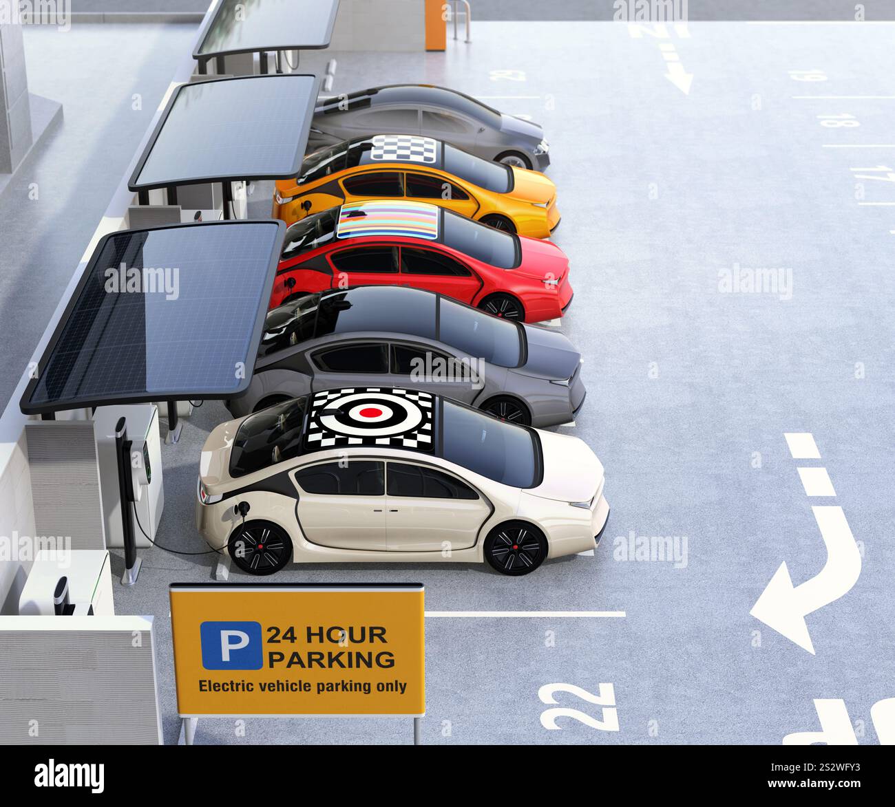 Image of a dedicated parking lot for electric vehicles Stock Photo - Alamy