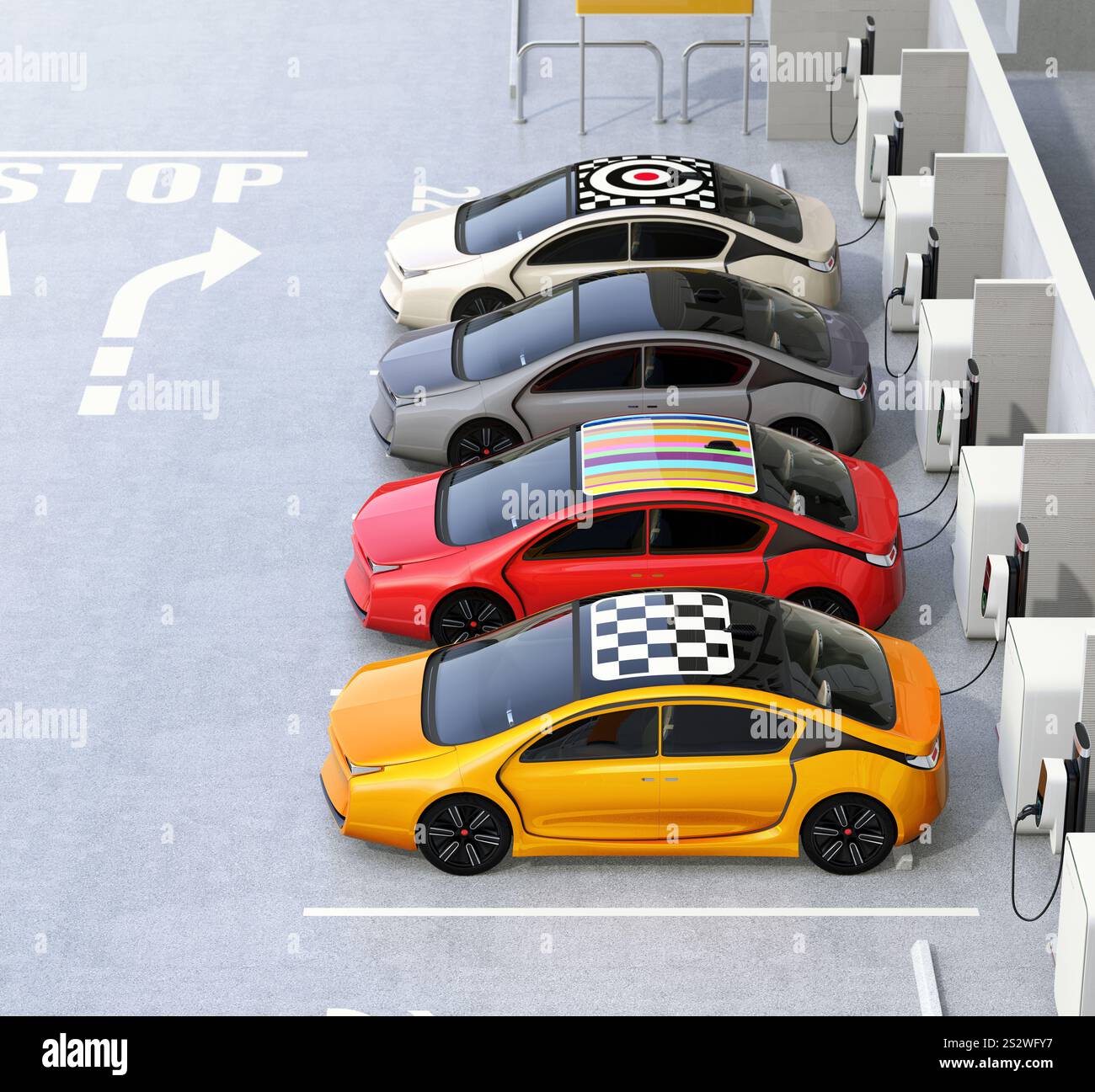 Image of a dedicated parking lot for electric vehicles Stock Photo - Alamy