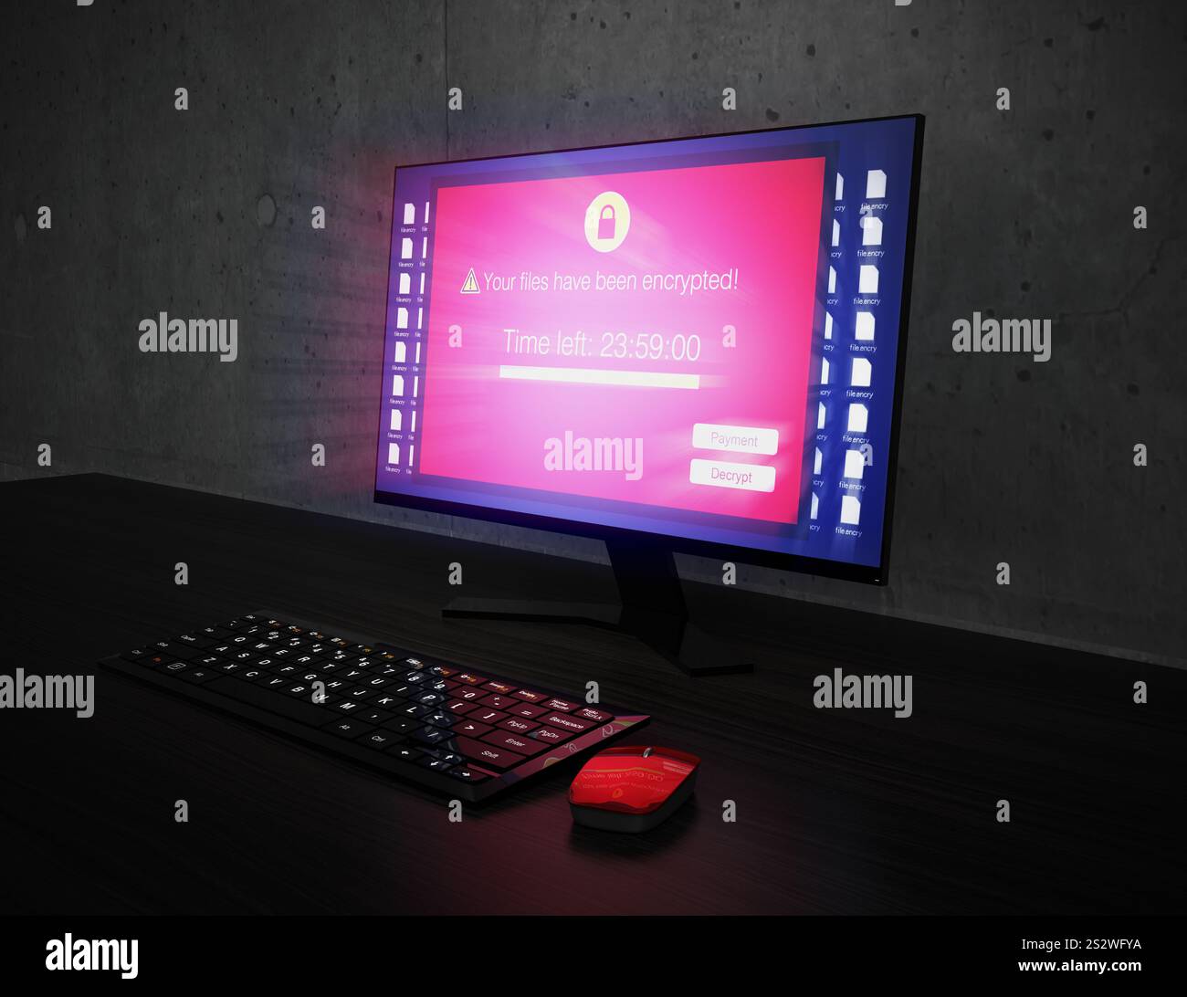 Image of ransomware-affected computer screen Stock Photo - Alamy