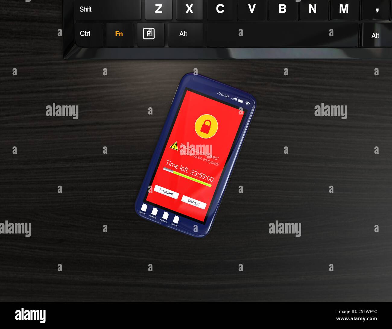 Image of ransomware-affected smartphone screen Stock Photo - Alamy