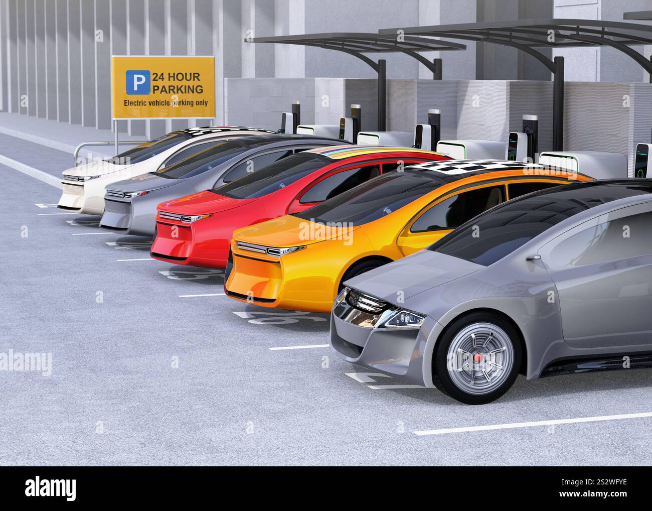 Image of a dedicated parking lot for electric vehicles Stock Photo - Alamy