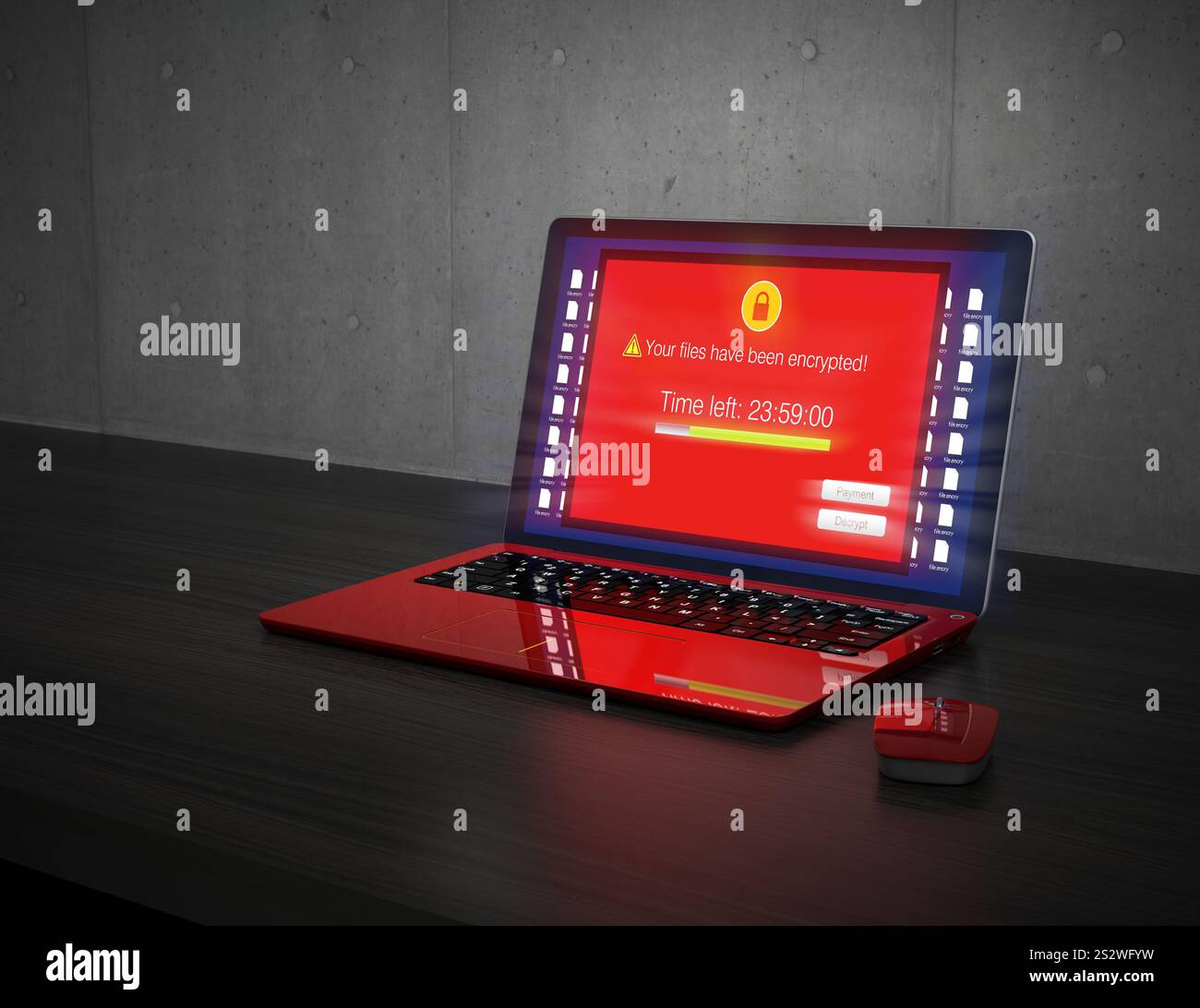 Image of ransomware-affected laptop screen Stock Photo - Alamy