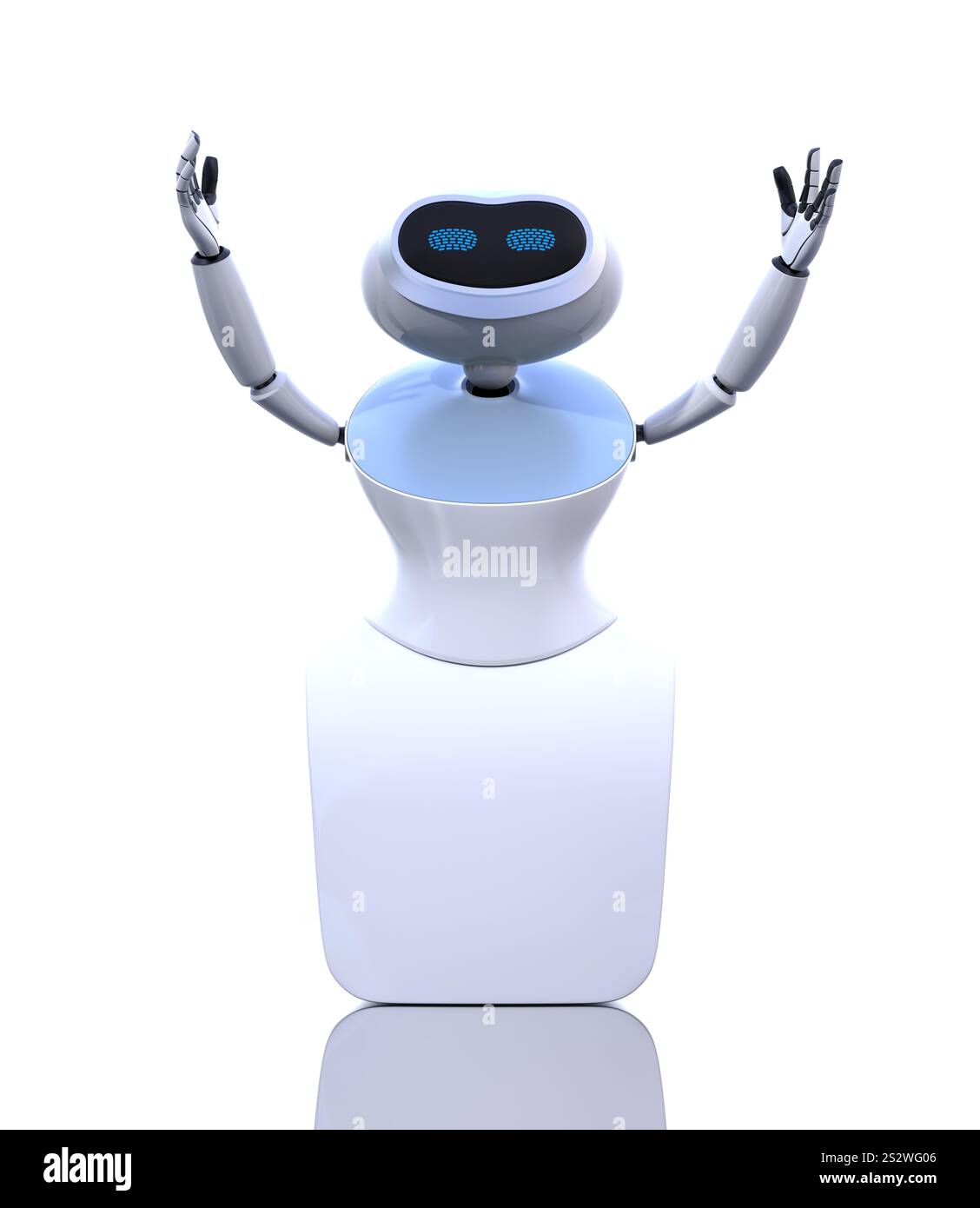 Humanoid robot bowing on white background Stock Photo - Alamy