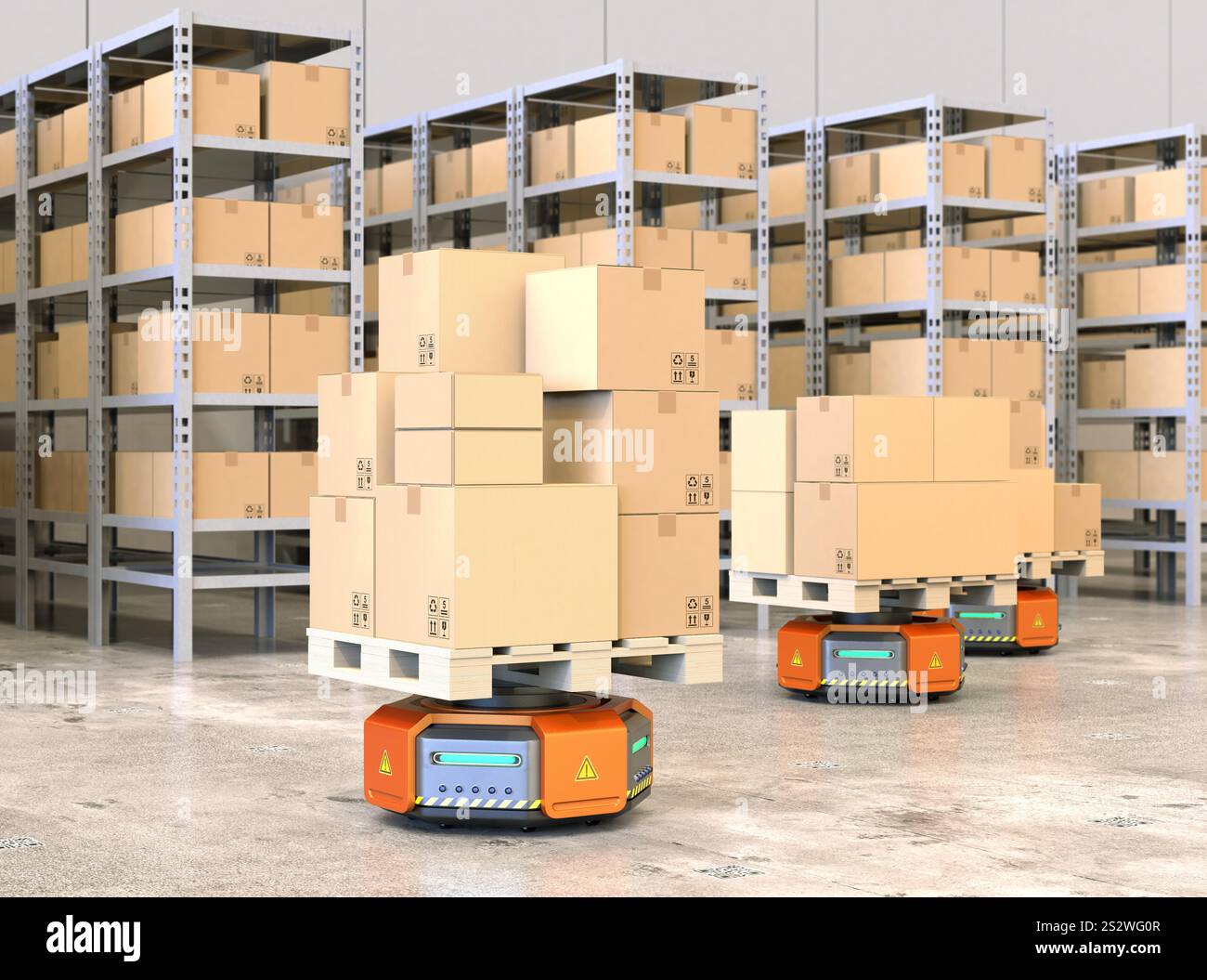 Automatic luggage-carrying robot. Concept of a logistics support robot ...