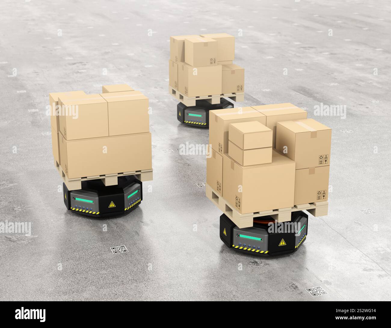 Image of an automatic transport robot carrying cardboard boxes Stock ...