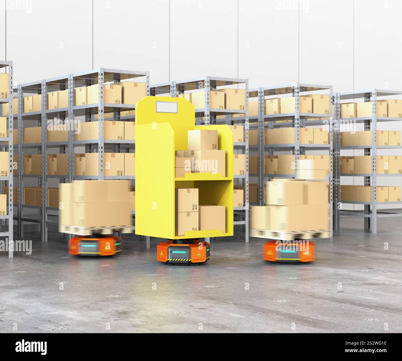 Automatic luggage-carrying robot. Concept of a logistics support robot ...