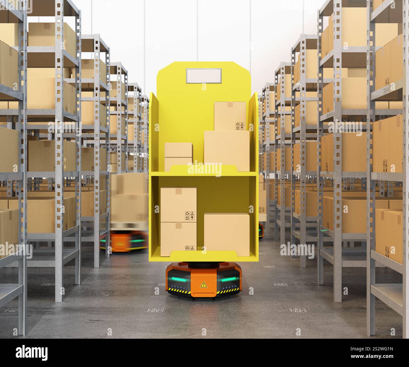 Automatic luggage-carrying robot. Concept of a logistics support robot ...