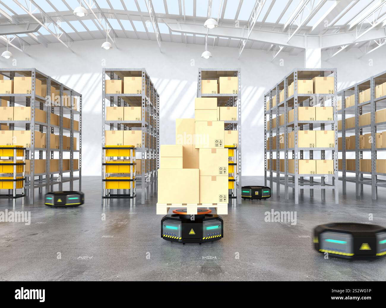 Automatic luggage-carrying robot. Concept of a logistics support robot ...