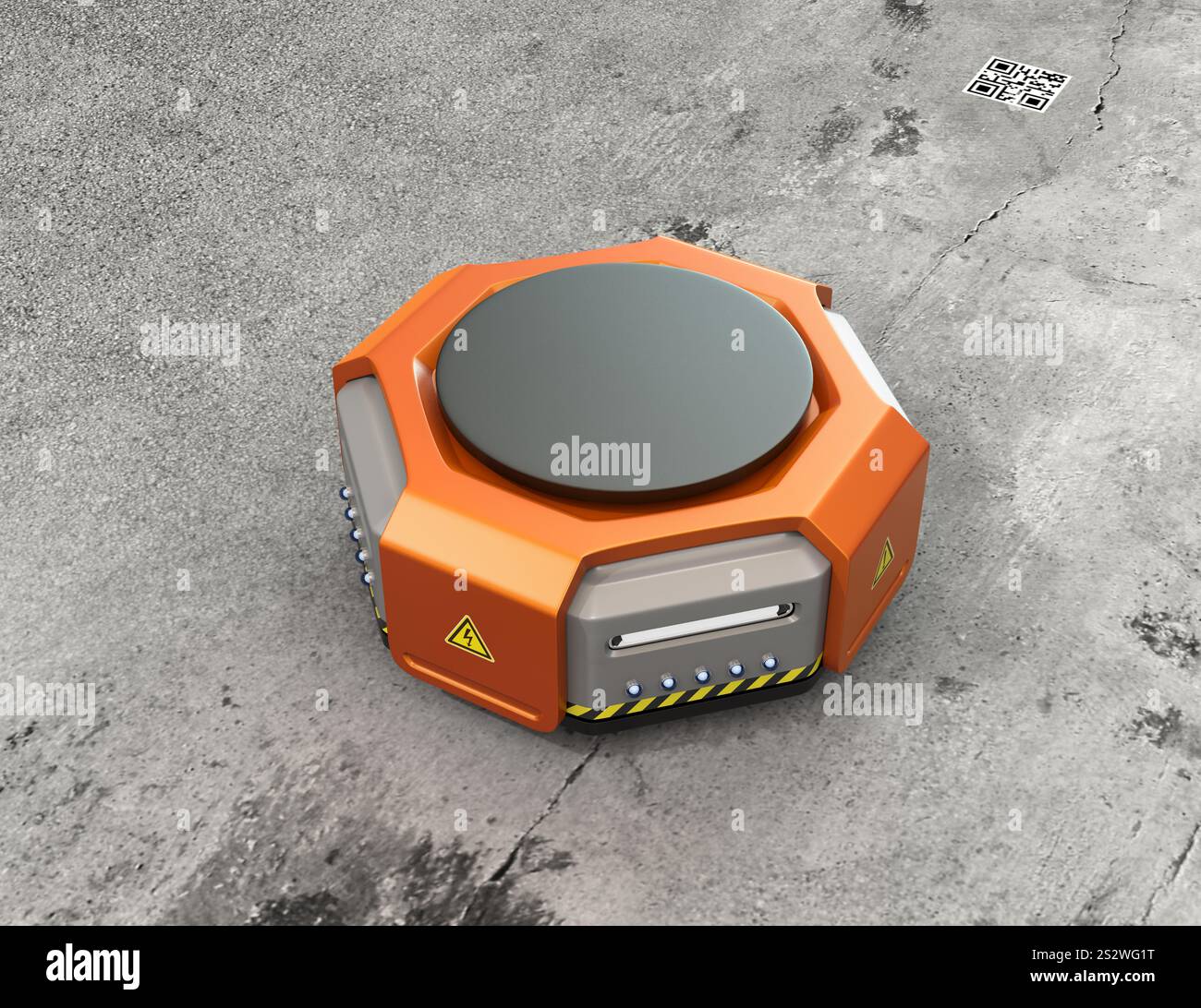 Image of an orange logistics transport support robot Stock Photo - Alamy