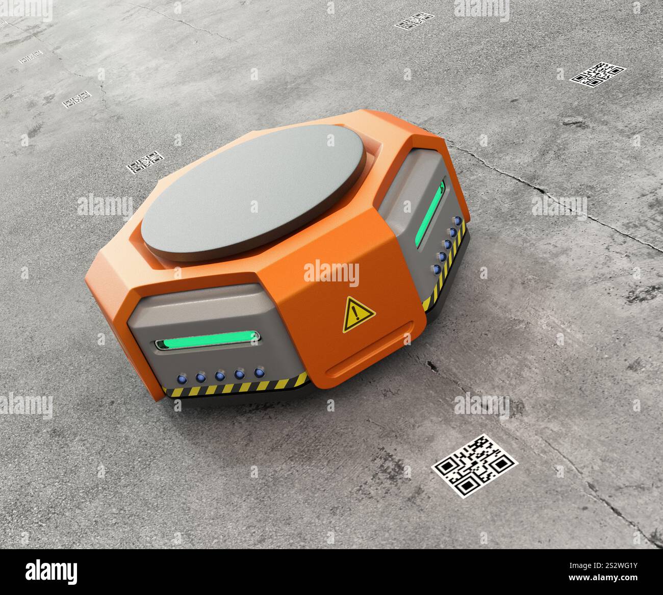 Image of an orange logistics transport support robot Stock Photo - Alamy