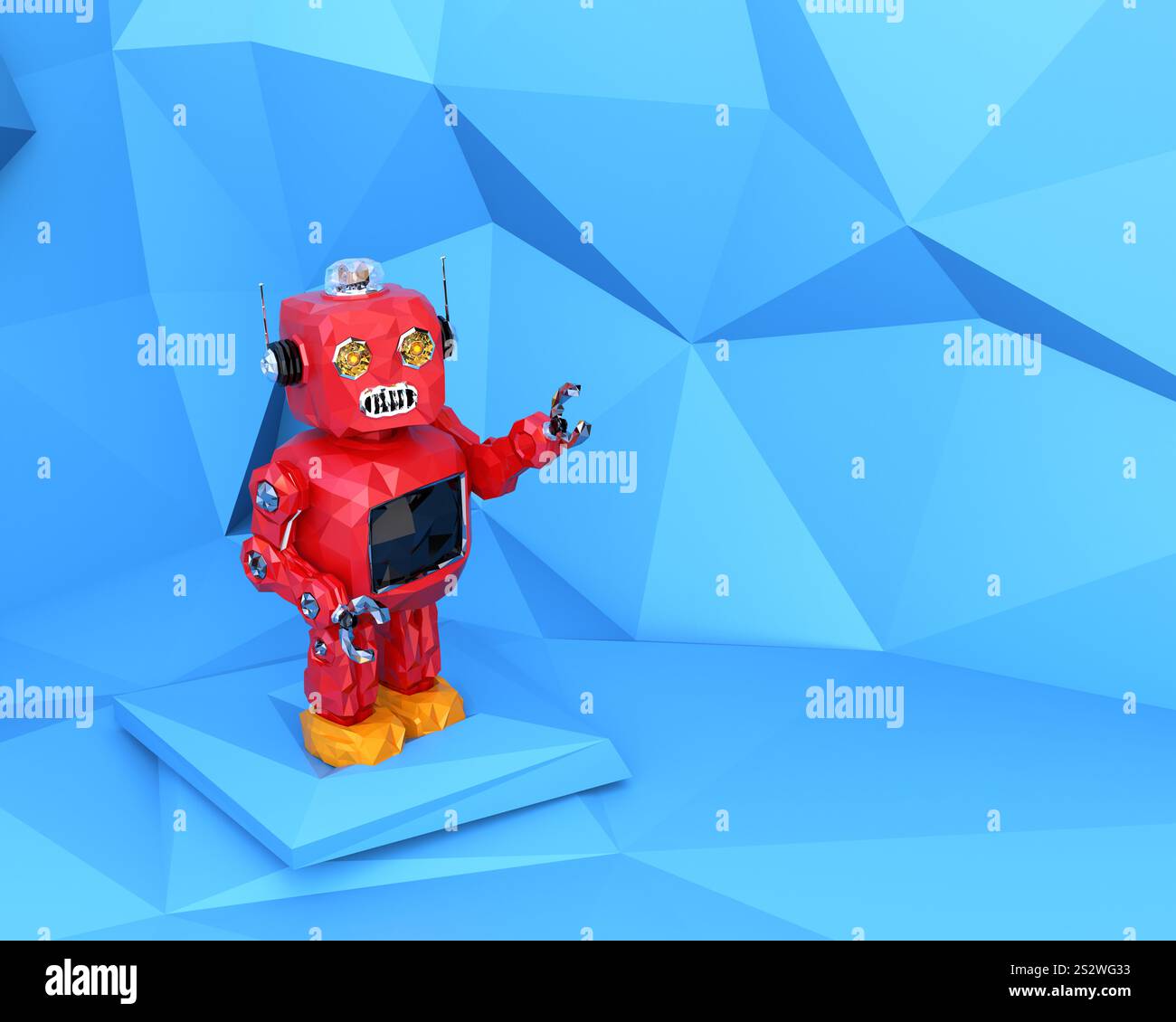 Low-poly style retro robot and background image Stock Photo - Alamy