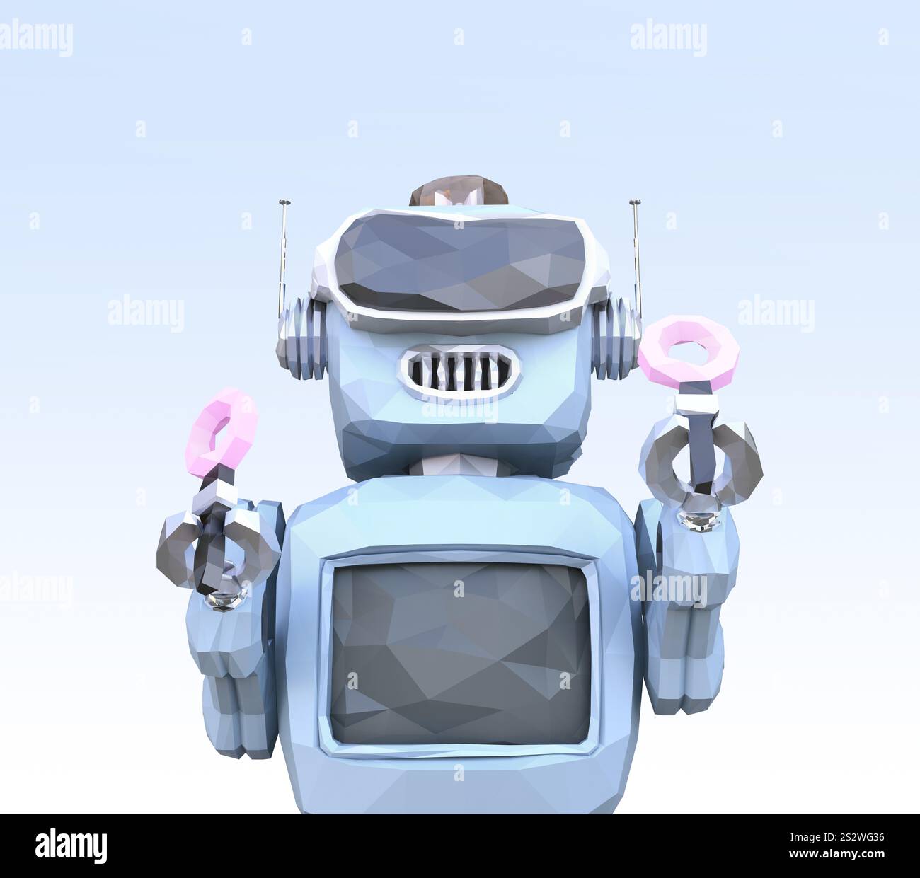 Image of a low-poly robot dancing wearing a VR headset Stock Photo - Alamy