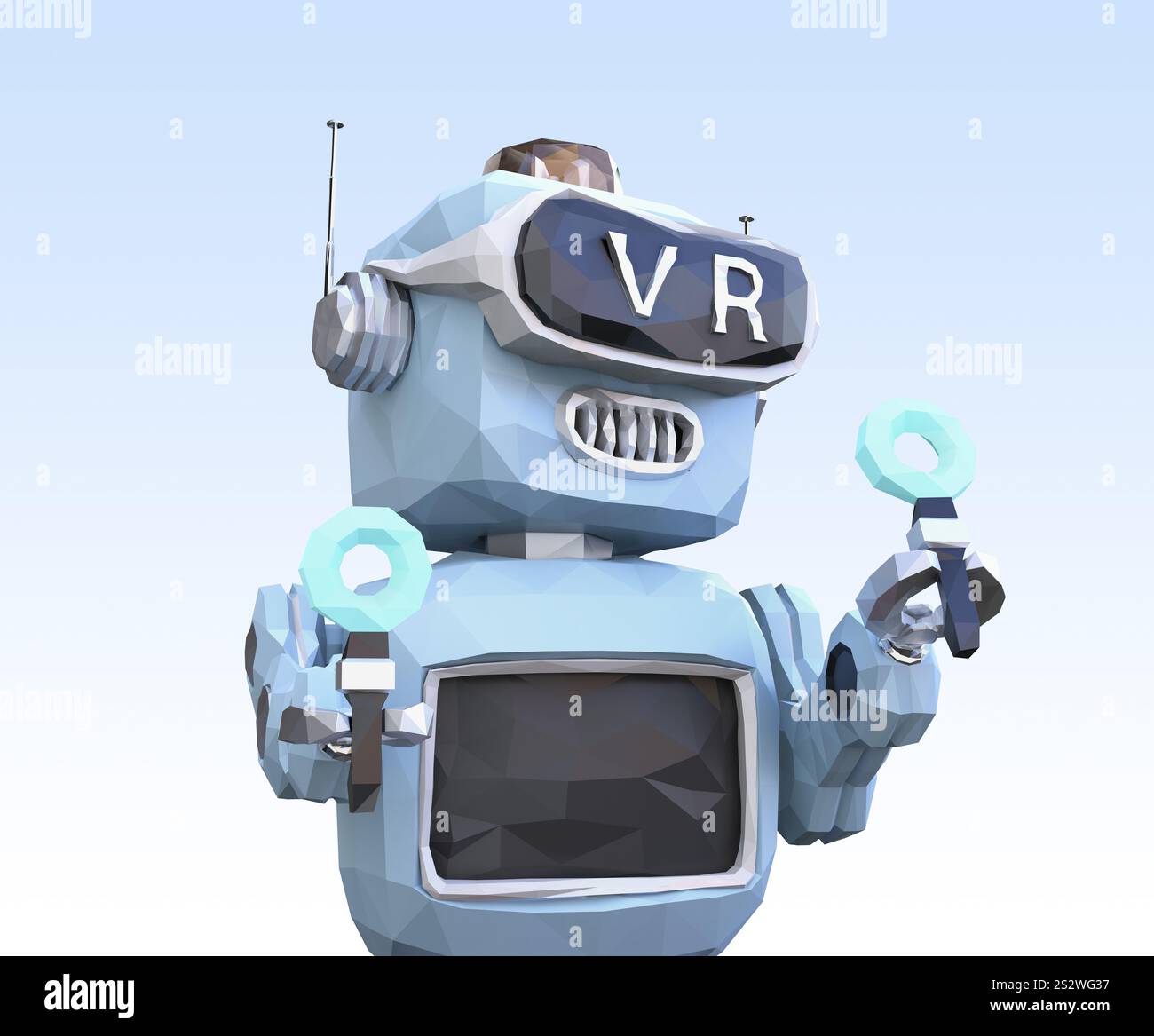 Image of a low-poly robot wearing a VR headset Stock Photo - Alamy