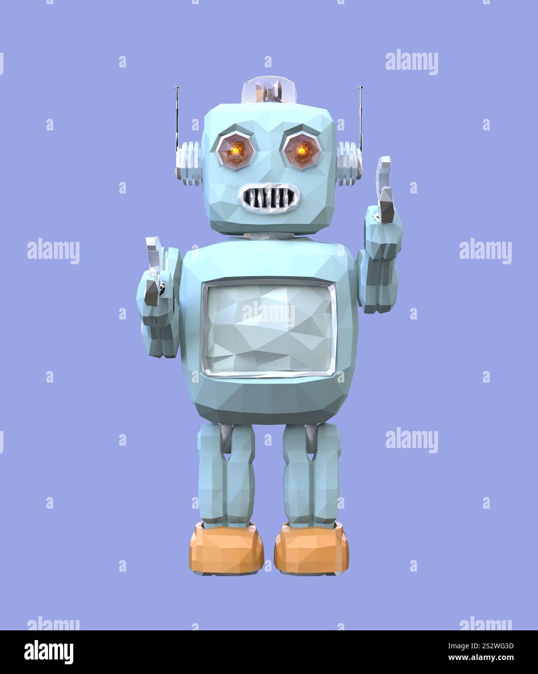 Front image of low-poly style robot Stock Photo - Alamy