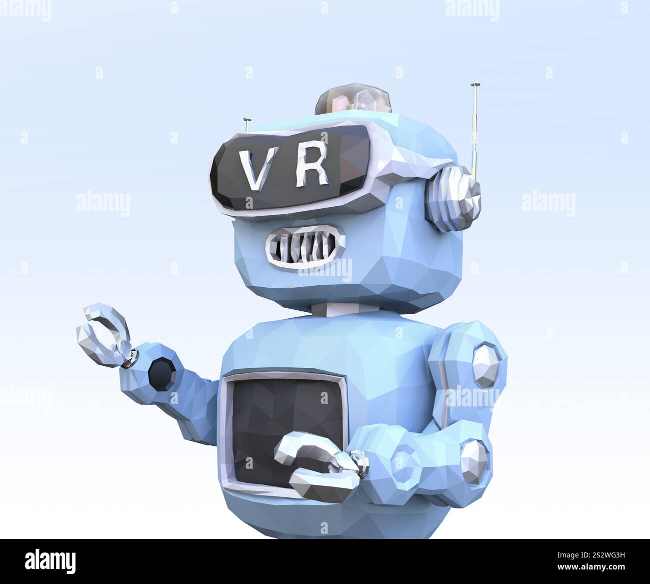 Image of a low-poly robot wearing a VR headset Stock Photo - Alamy