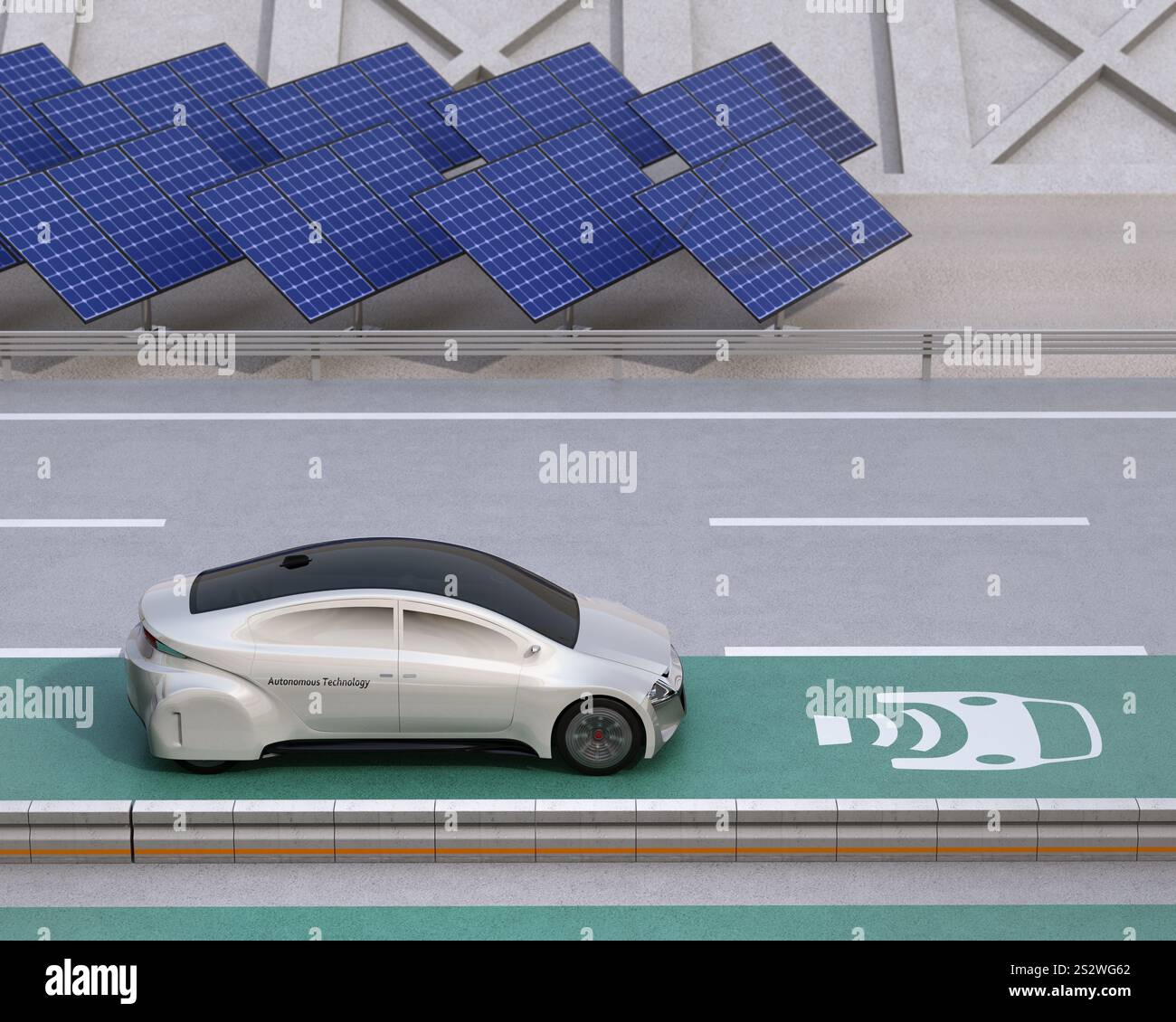An electric vehicle travelling on a priority lane for non-contact ...