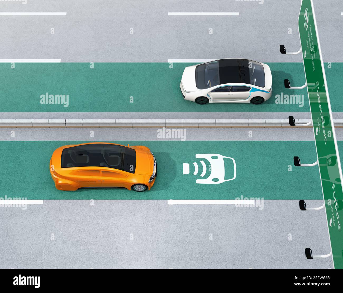 Electric vehicle travelling on a priority lane for non-contact charging ...