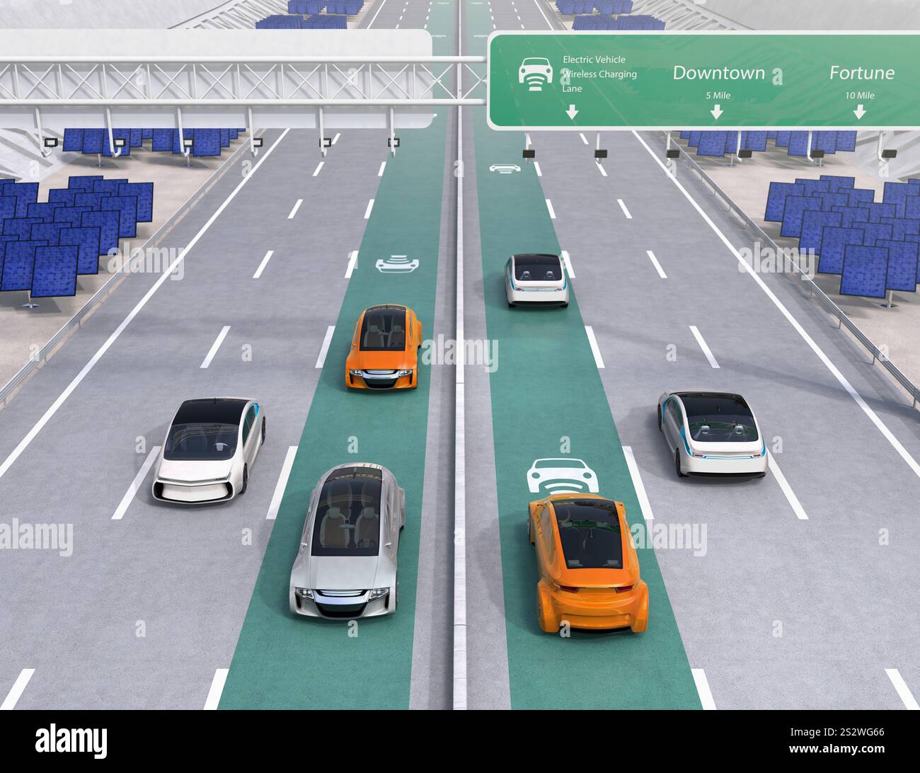 Electric vehicles travelling in priority lanes for non-contact ...