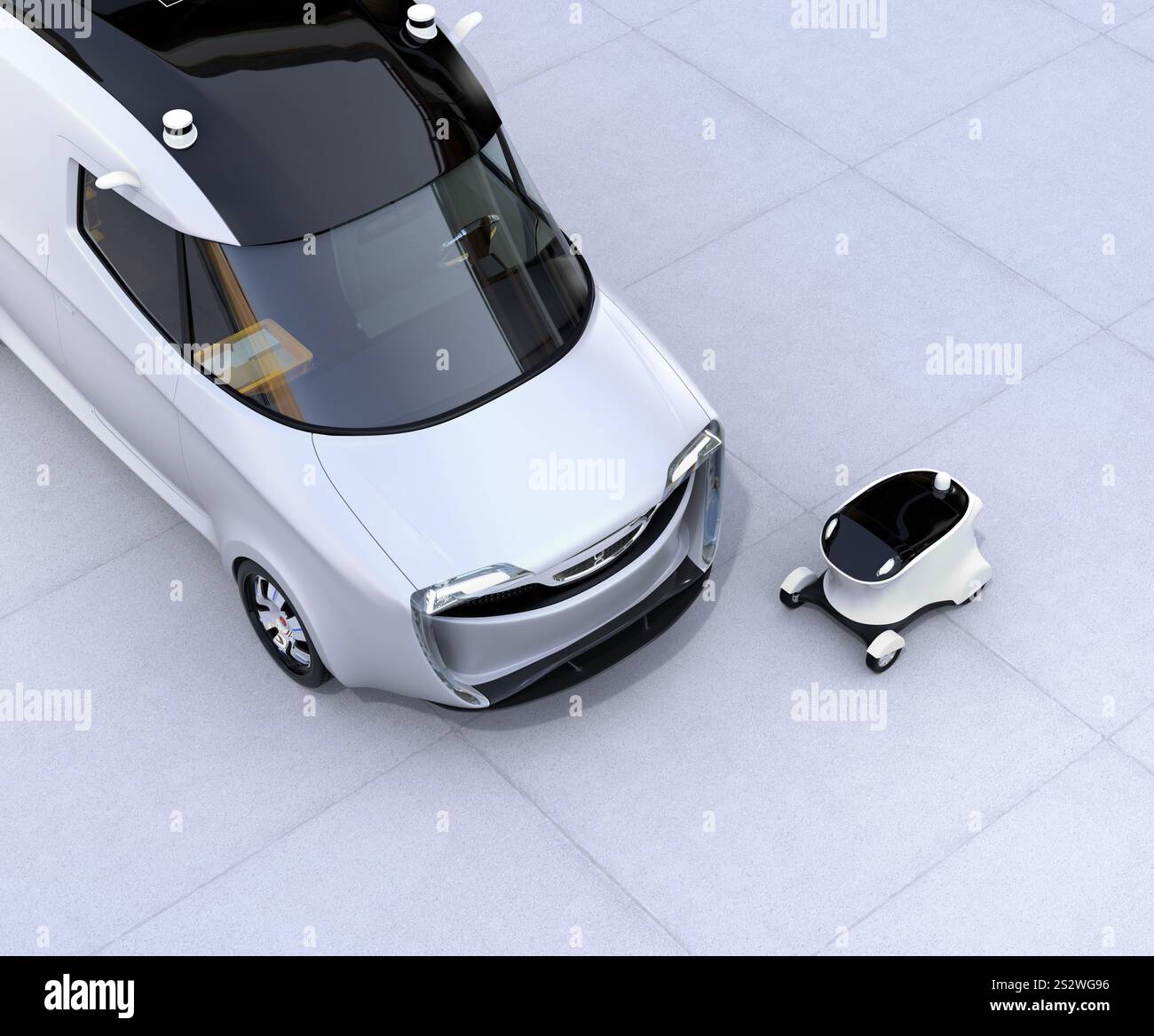 Image of an automated delivery van and automated delivery robot ...