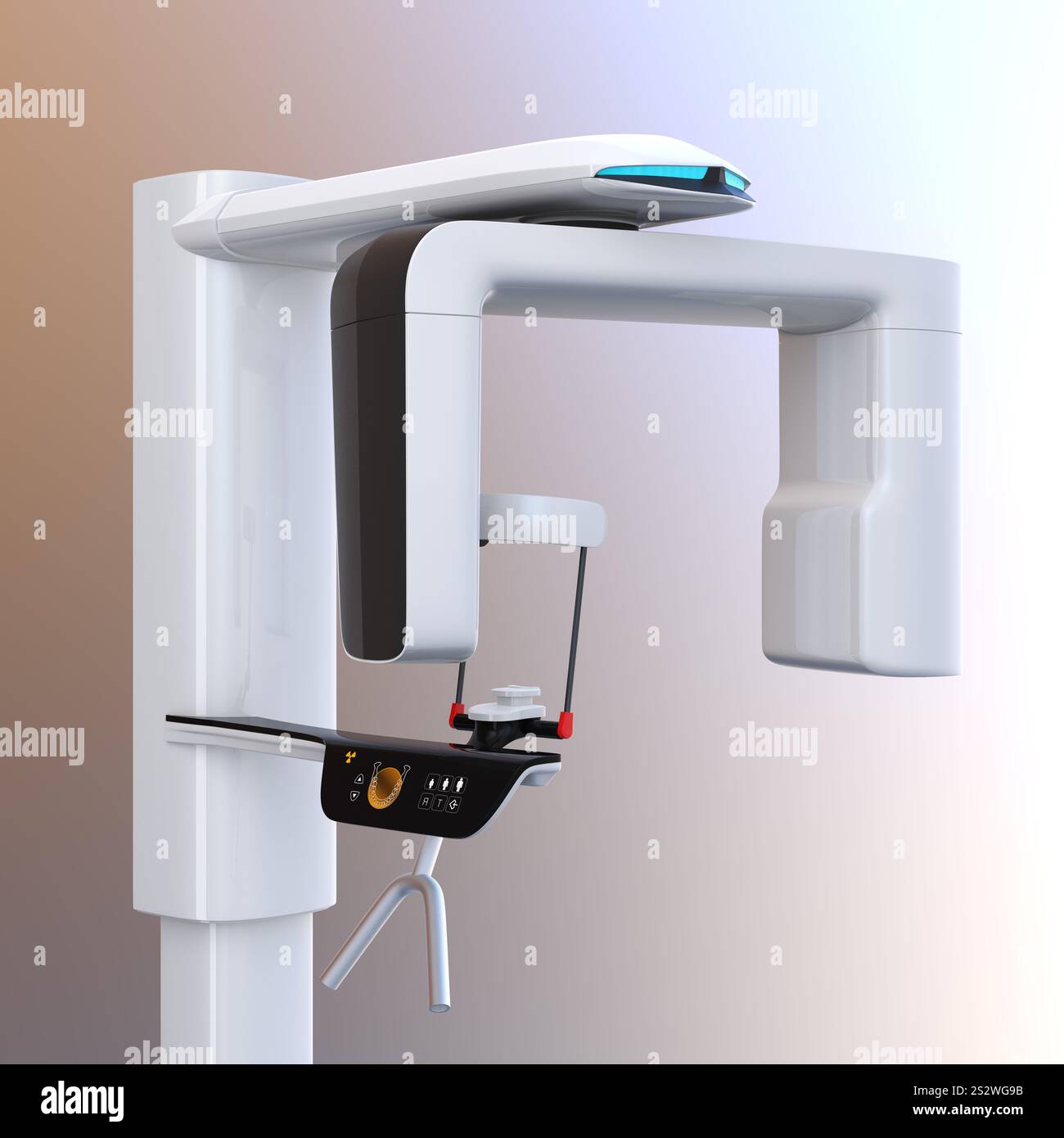 Image of a dental panorama/CT combined radiography unit with face-to ...