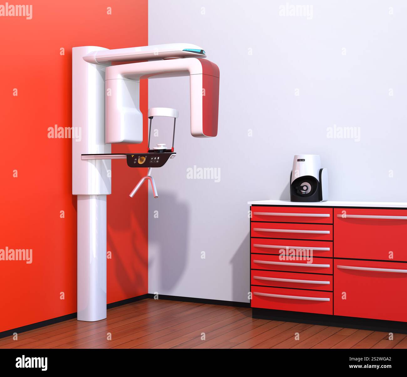 Image of dental X-ray room in burgundy colour Stock Photo - Alamy