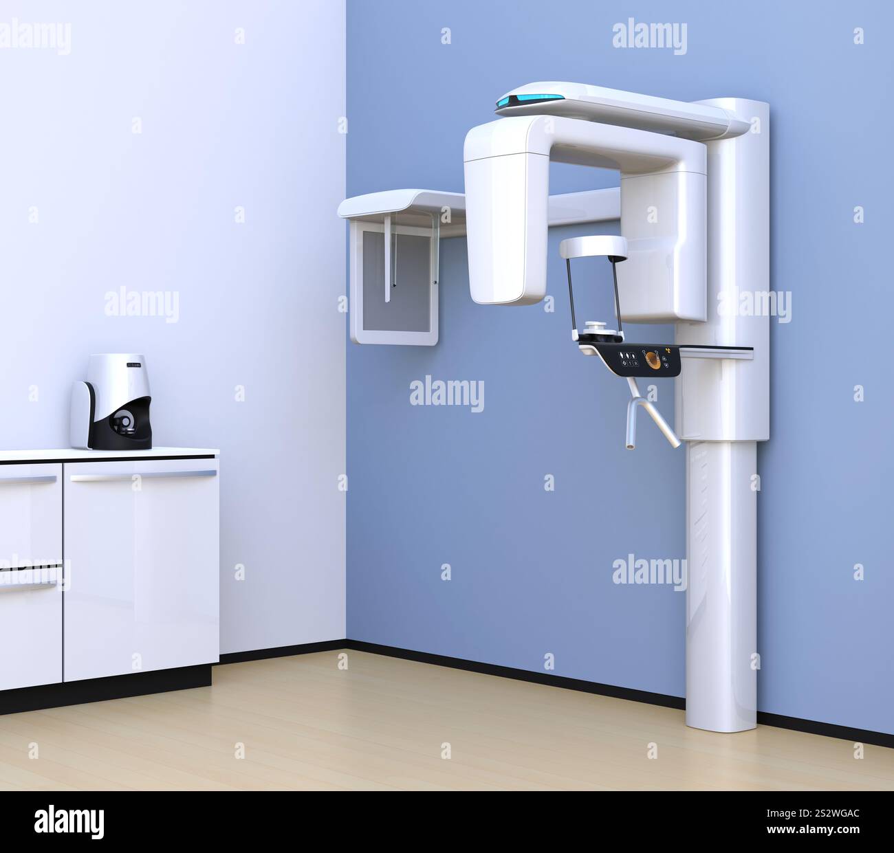 Pastel blue coloured dental x-ray room image Stock Photo - Alamy