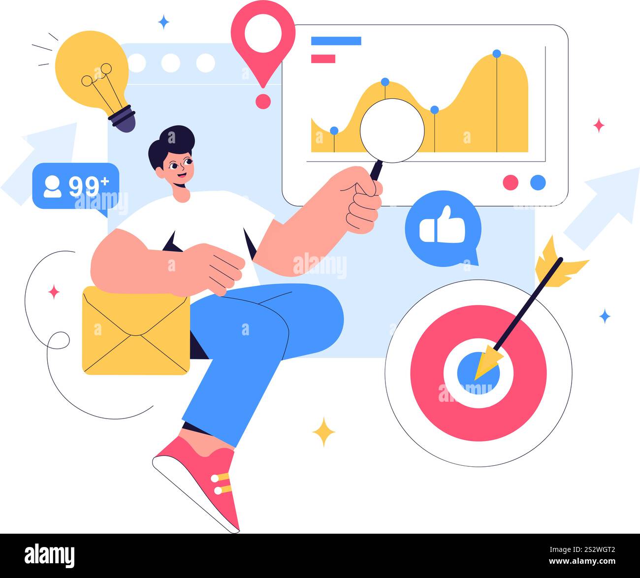 Trend Watcher Vector Illustration featuring a Specialist Monitoring ...