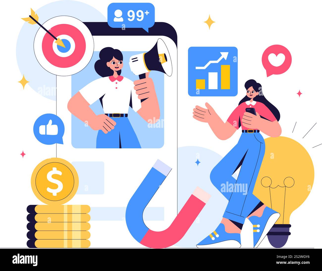 Trend Watcher Vector Illustration featuring a Specialist Monitoring ...