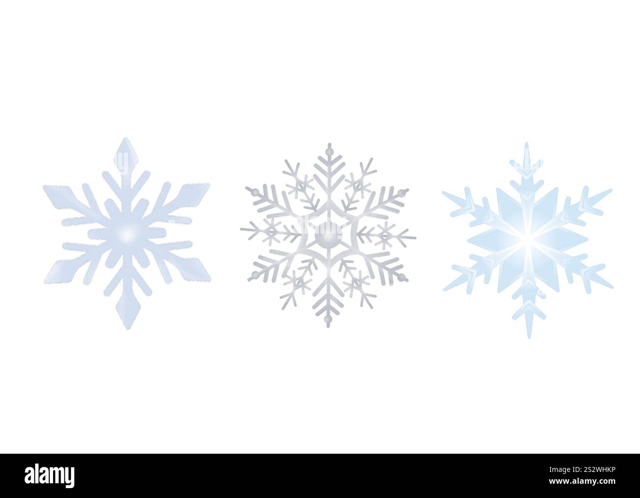3 different simple snowflake illustrations Stock Photo - Alamy
