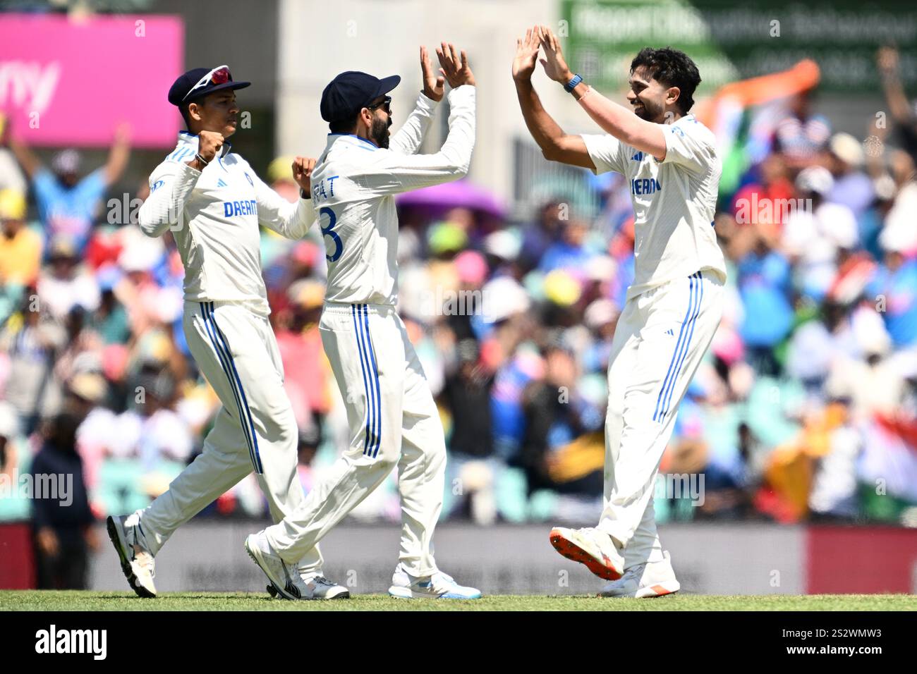 Sydney, Australia. 04th Jan, 2025. Nitish Kumar Reddy of India (right ...