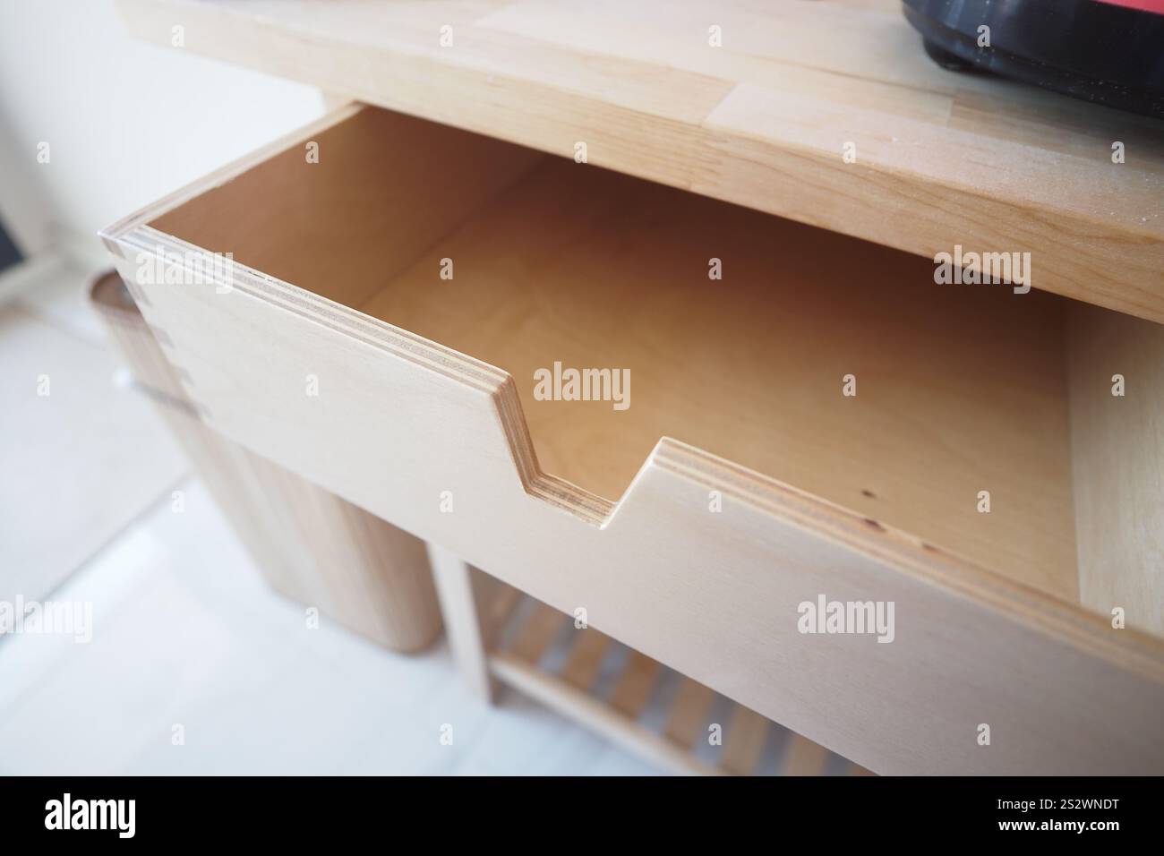 An Empty Wooden Drawer Showcasing an Elegant Minimalist Design Style ...