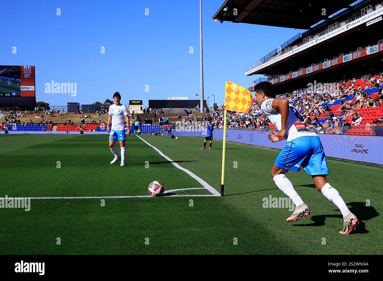 Newcastle, Australia. 04th Jan, 2025. Anas Ouahim of Sydney FC takes a ...