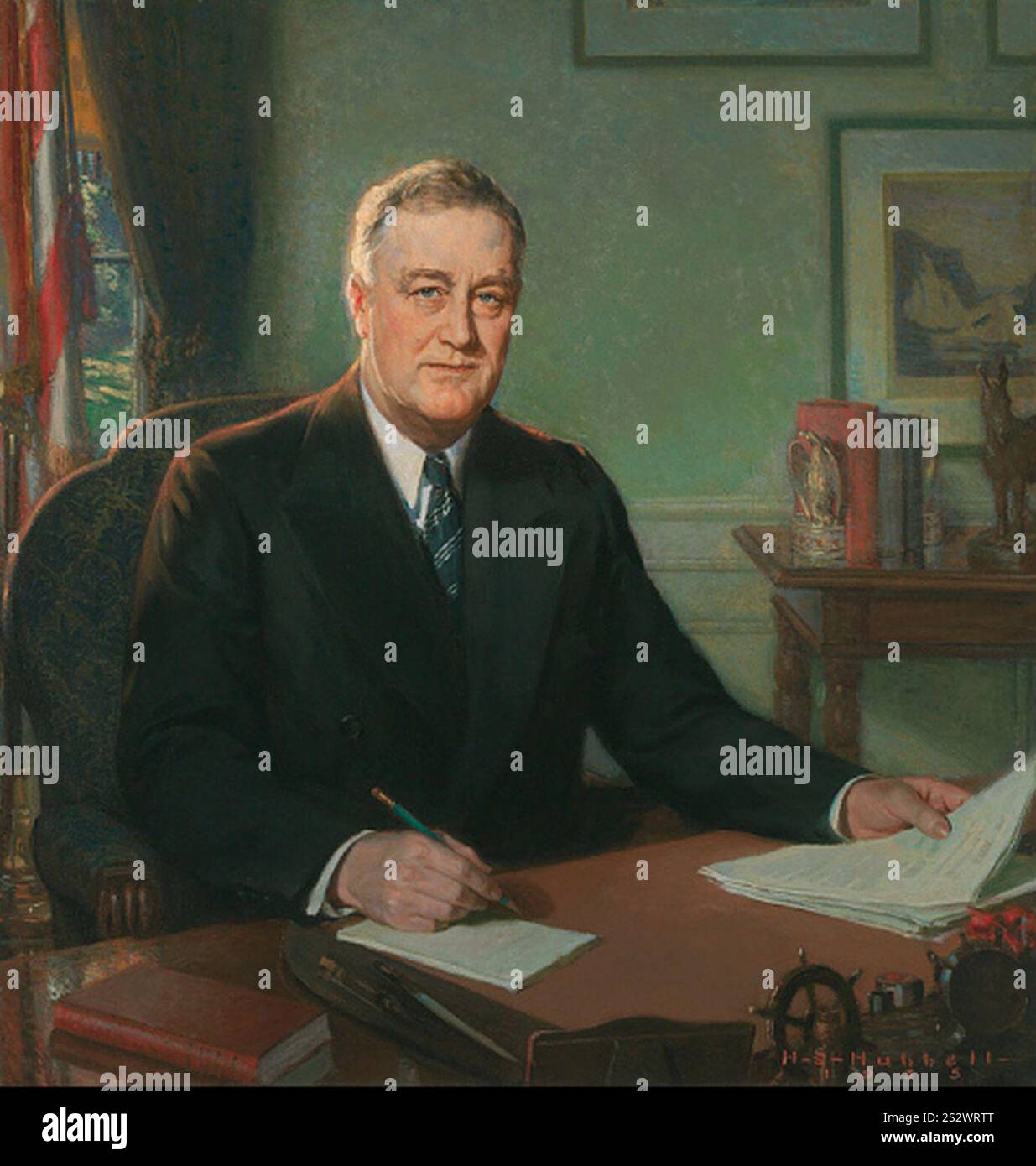 Franklin D. Roosevelt - Portrait by Henry Salem Hubbell Stock Photo - Alamy